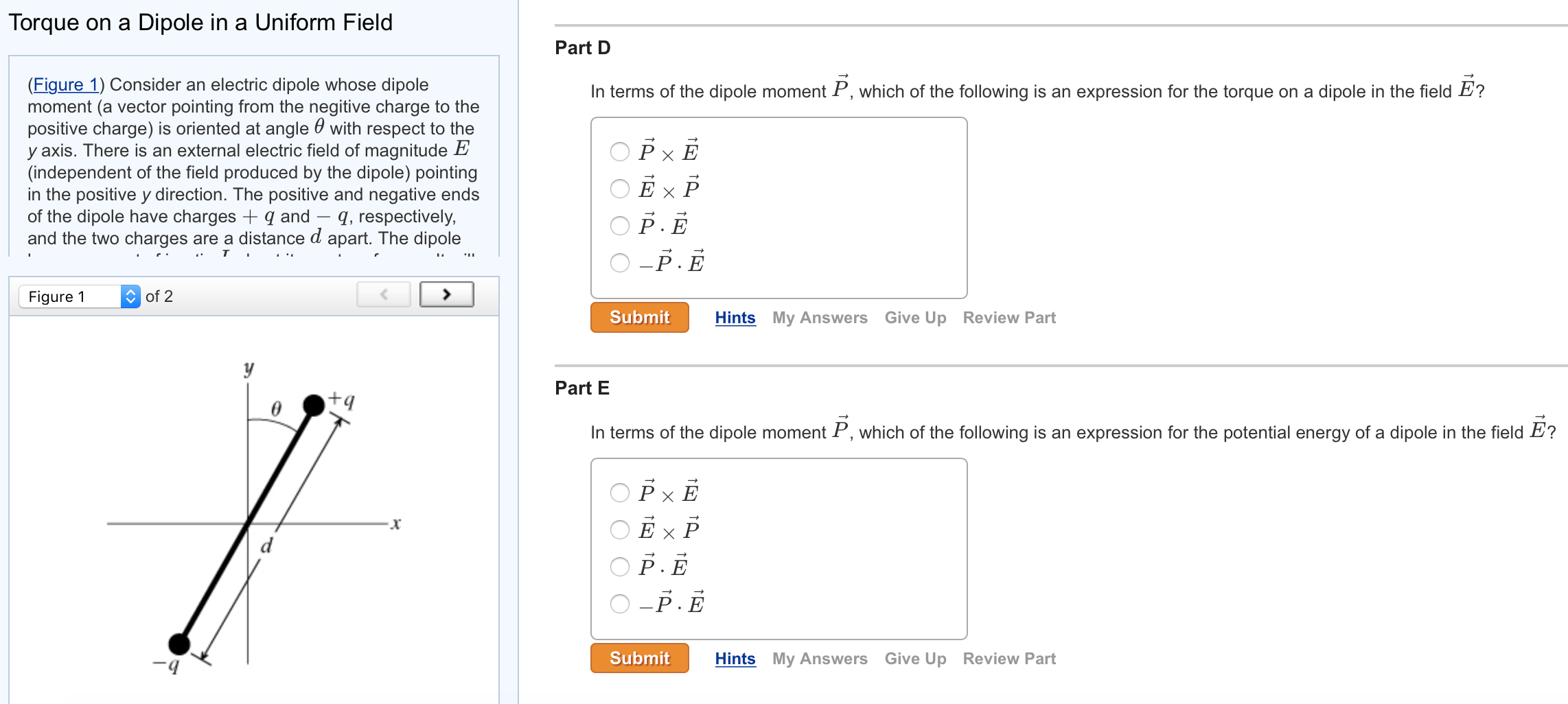 Solved Consider an electric dipole whose dipole moment (a | Chegg.com