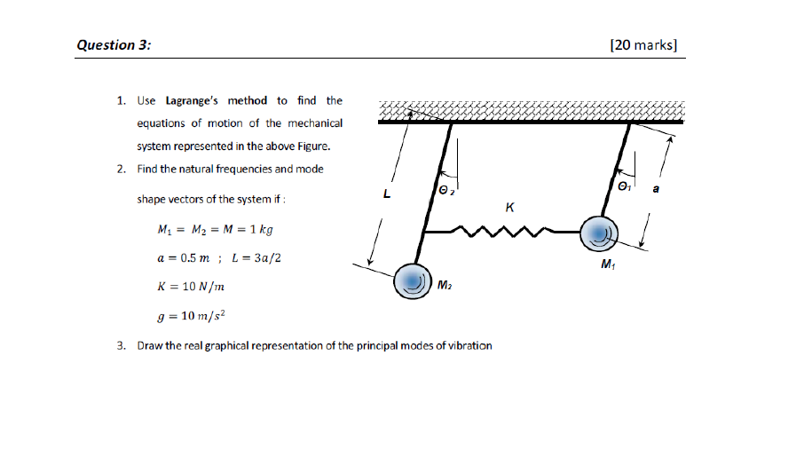 Solved Use Lagrange's method to find the equations of motion | Chegg.com