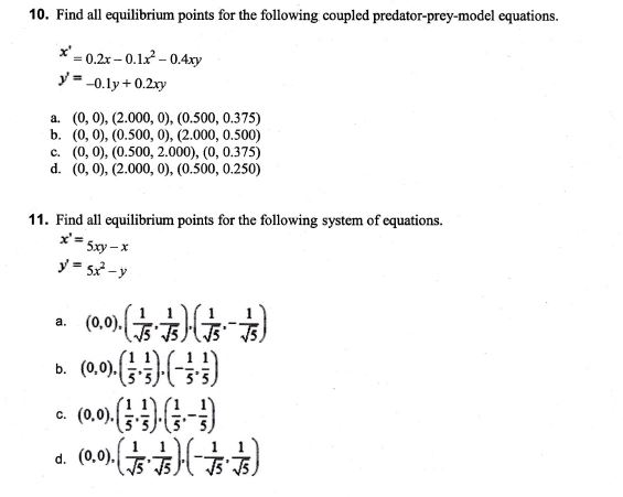Solved Find all equilibrium points for the following coupled | Chegg.com