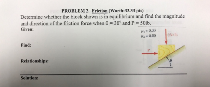 Solved Determine whether the block shown is in equilibrium | Chegg.com