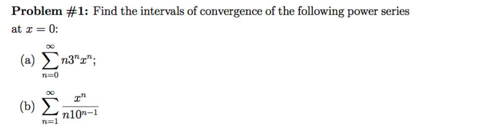 Solved Find the intervals of convergence of the following | Chegg.com