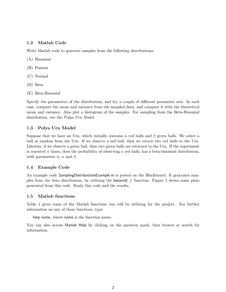 Solved 1.2 Matlab Code Write Matlab code to generate samples | Chegg.com