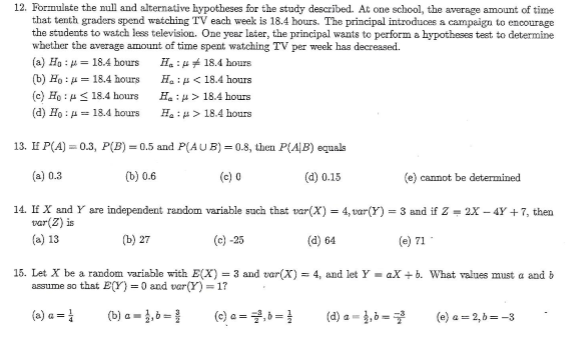 Solved Formulate the null and alternative hypotheses for the | Chegg.com