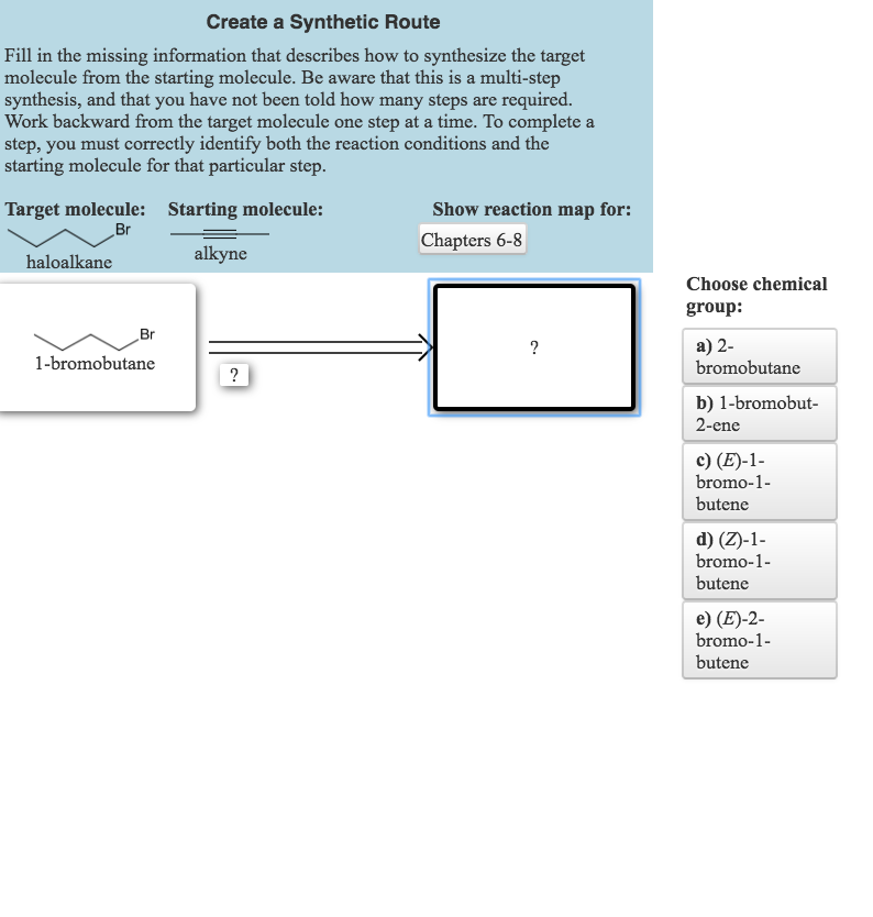 Solved Create a Synthetic Route Fill in the missing | Chegg.com