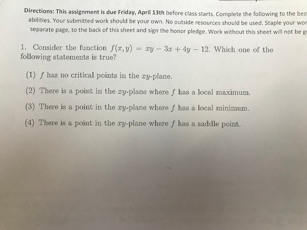 Solved Directions: This assignment is due Friday, April 13th | Chegg.com