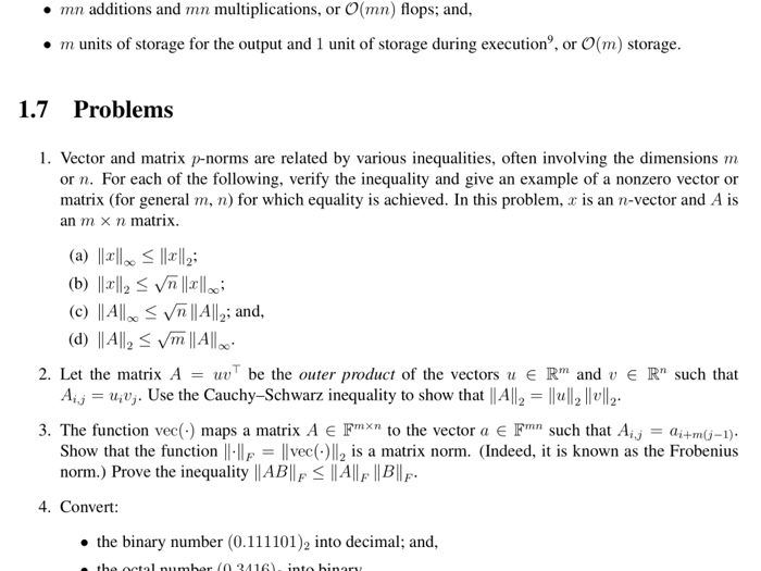 Solved Vector and matrix p-norms are related by various | Chegg.com