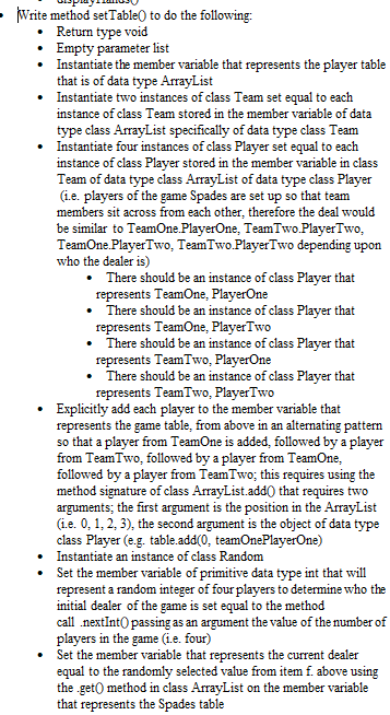 Write method setTable0 to do the following .Return | Chegg.com Write method setTable0 to do the following .Return | Chegg.com