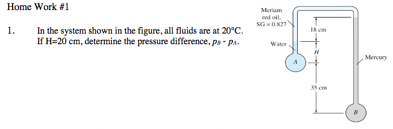 Solved Home Work #1 Meriam red oi SG=0.827 | 18 cm In the | Chegg.com