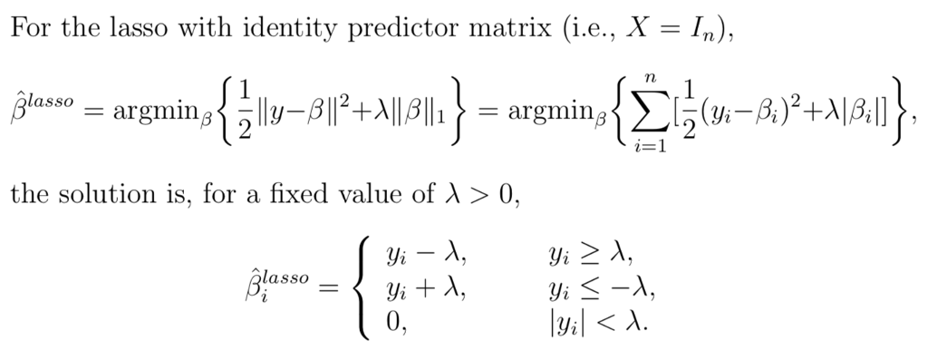 For the lasso with identity predictor matrix (i.e., | Chegg.com