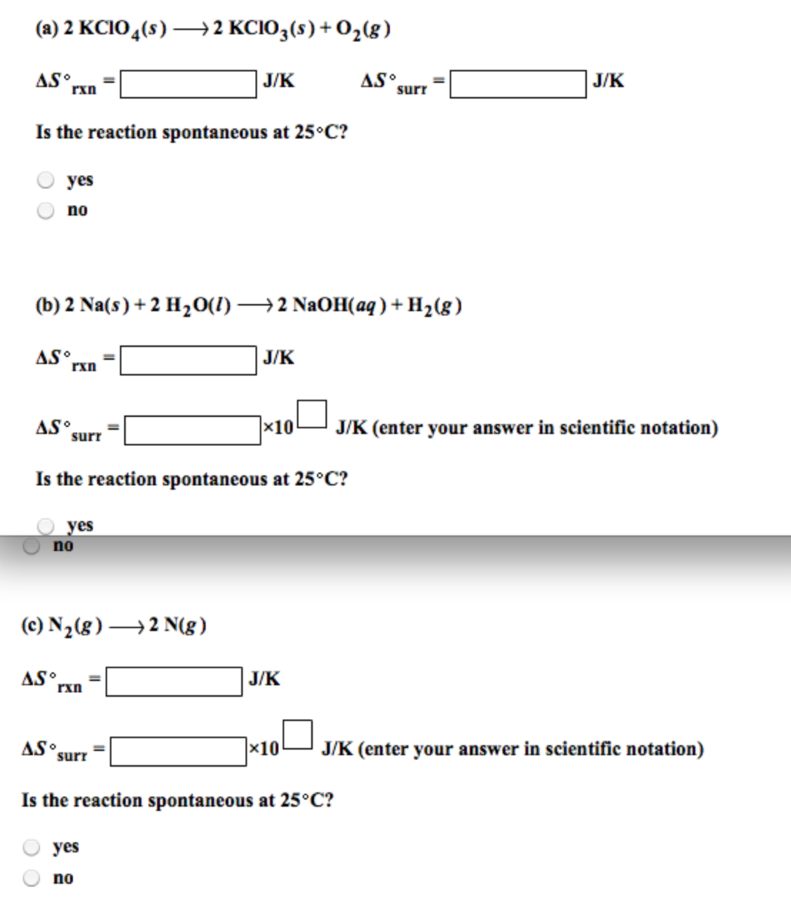 Solved (a) 2 KClO4(s) - > 2 KClO3(s) + O2(g) Is the reaction | Chegg.com