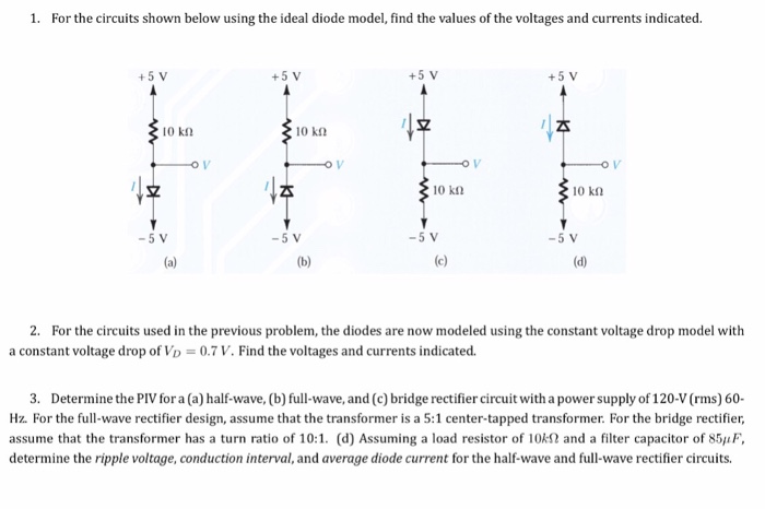 For the circuits shown below using the ideal diode | Chegg.com