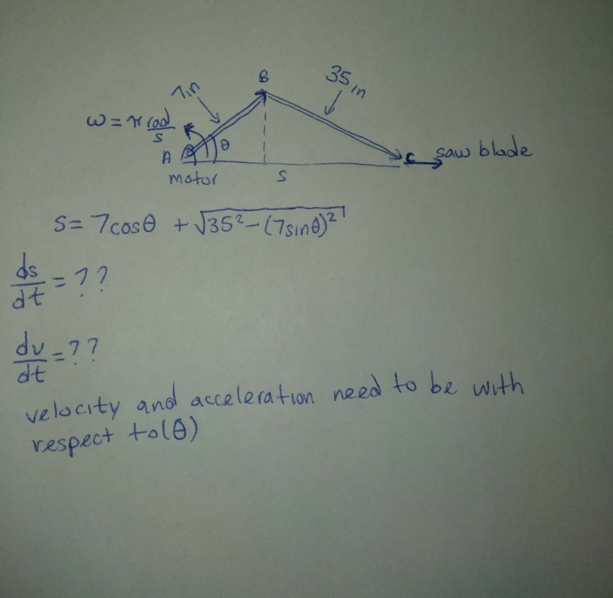 Solved i need to calculale the detivative of s, ds/dt but | Chegg.com