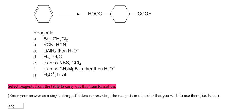 Solved Select reagents from the table to carry out this | Chegg.com