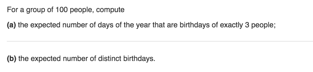 Solved For a group of 100 people, compute (a) the expected | Chegg.com