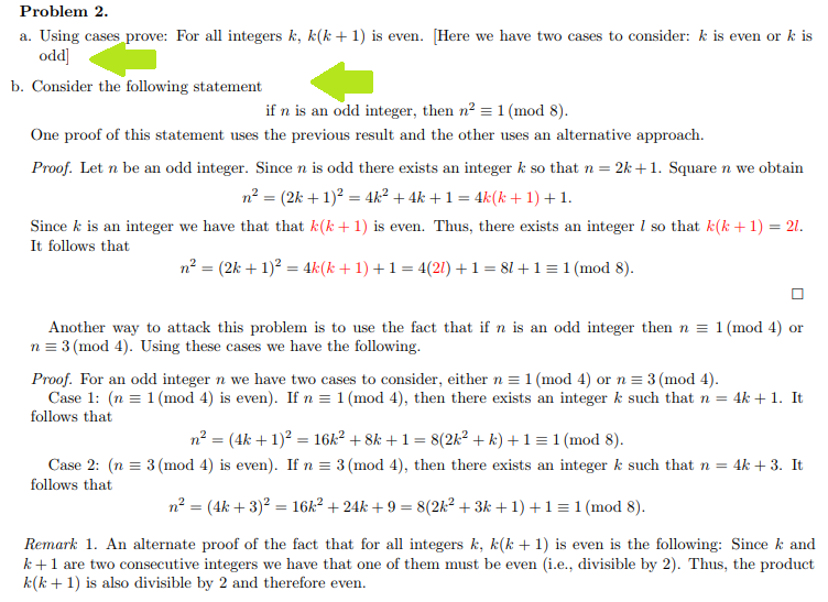 Solved Problem 2 a. Using cases prove: For all integers , | Chegg.com