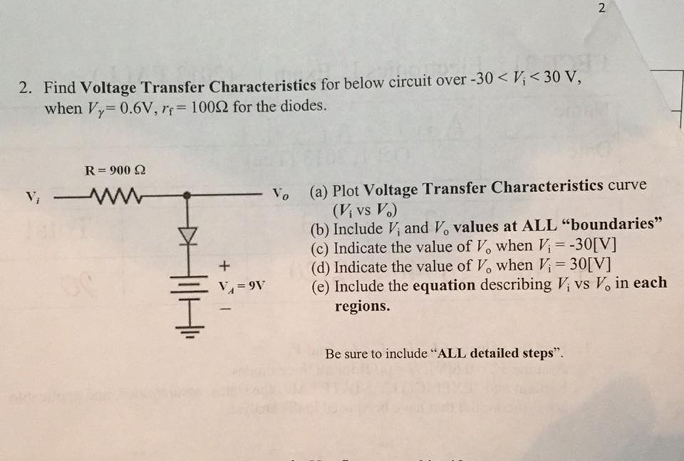 Solved Find Voltage Transfer Characteristics for below | Chegg.com