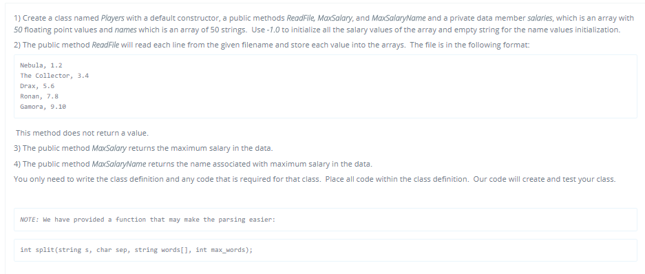 Solved 1 Create A Class Named Players With A Default