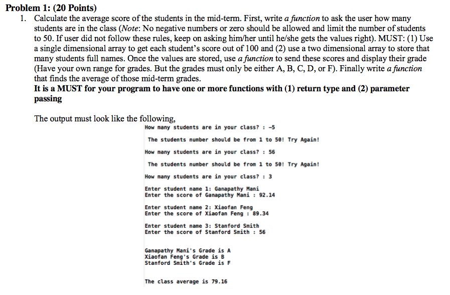 Solved Problem 1: (200 Points0 1. Calculate the average | Chegg.com