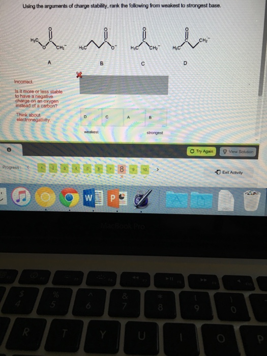 Solved Using the arguments of charge stability, rank the | Chegg.com