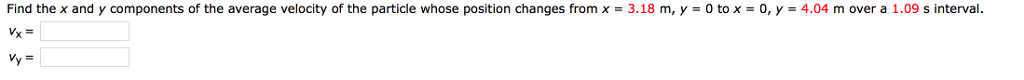 Solved Find the x and y components of the average velocity | Chegg.com