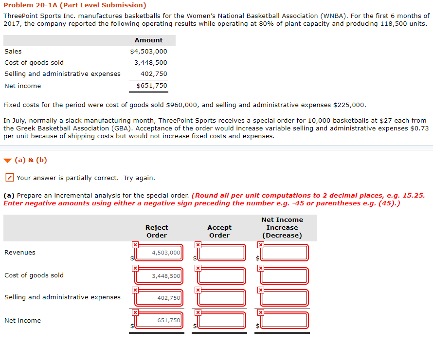 Solved Problem 20-1A (Part Level Submission) ThreePoint | Chegg.com