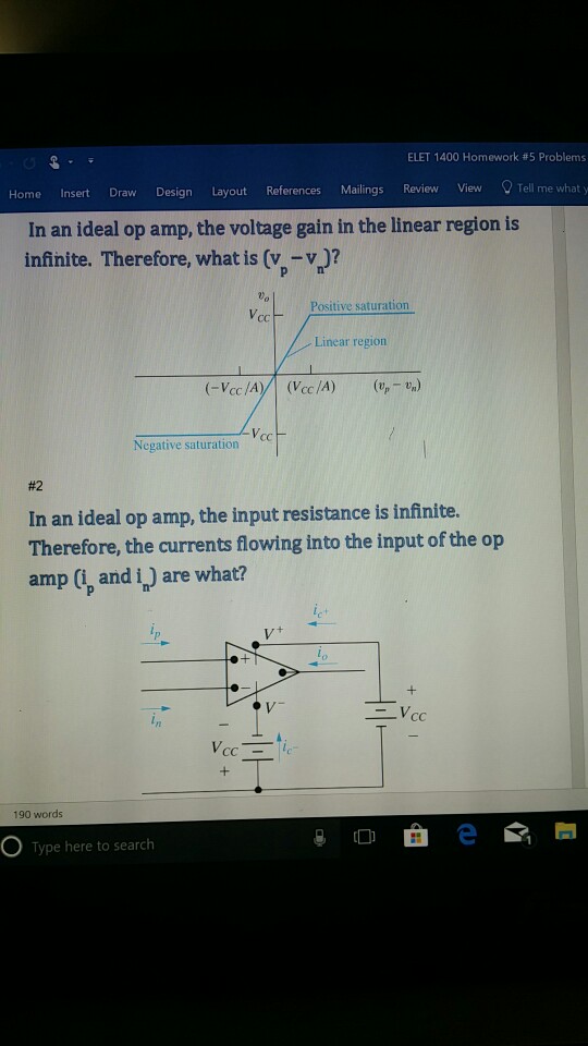 Solved ELET 1400 Homework #5 Problems Home Insert Draw | Chegg.com