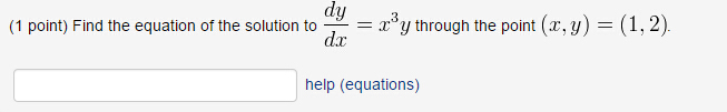 Solved (1 point) Find the equation of the solution to | Chegg.com