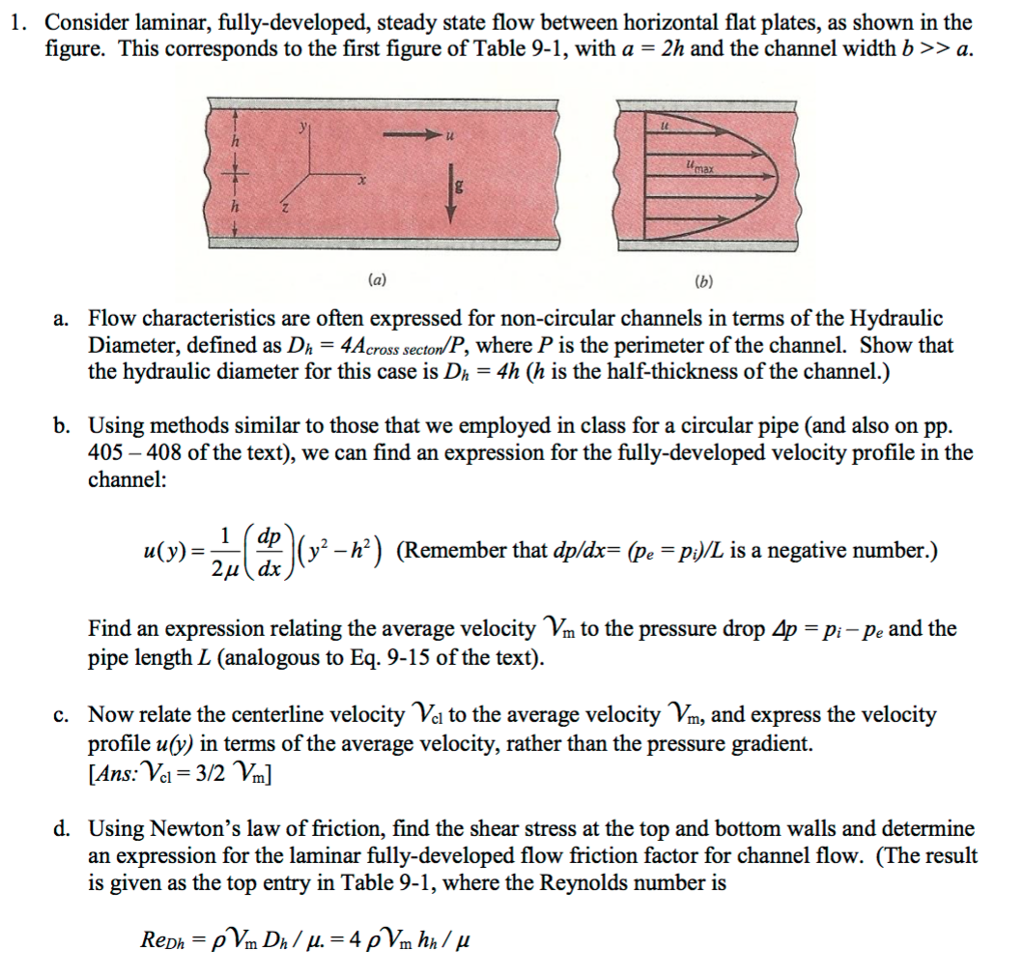 Solved 1. Consider laminar, fully-developed, steady state | Chegg.com