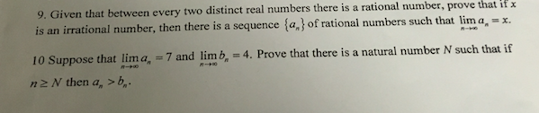 Solved 9. Given that between every two distinct real numbers | Chegg.com
