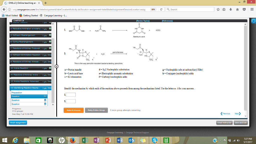 Solved Identify the mechanism by which each of the reactions | Chegg.com