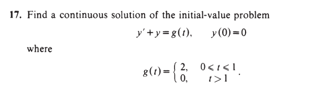 Solved 17. Find a continuous solution of the initial-value | Chegg.com