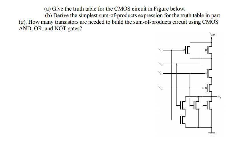 Solved Give the truth table for the CMOS circuit in Figure | Chegg.com Solved Give the truth table for the CMOS circuit in Figure | Chegg.com