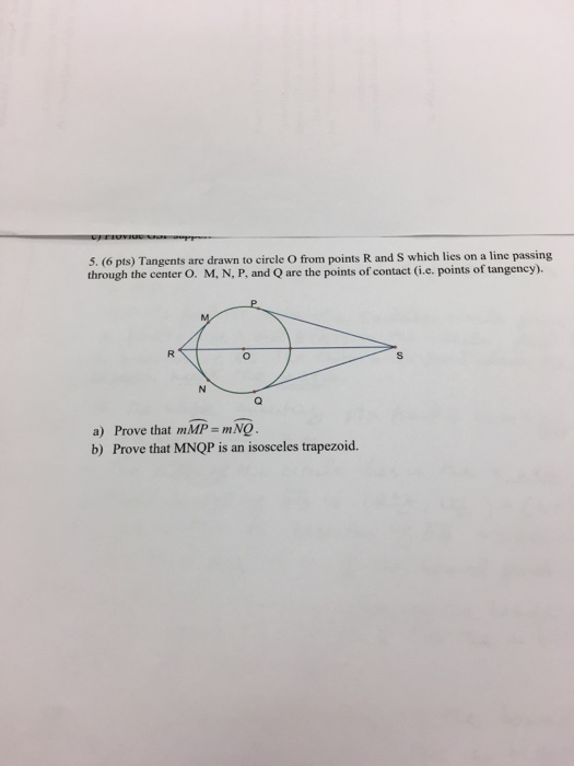 Solved Tangents are drawn to circle O from points R and S | Chegg.com