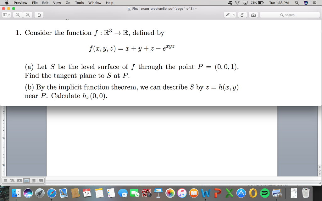 Solved Consider the function f: R^3 rightarrow R, defined by | Chegg.com