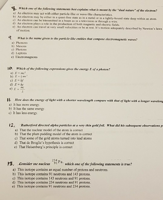 Solved Which one of the following statements best explains | Chegg.com