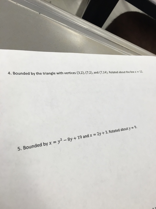 Solved Bounded by the triangle with vertices (3, 2), (7, | Chegg.com