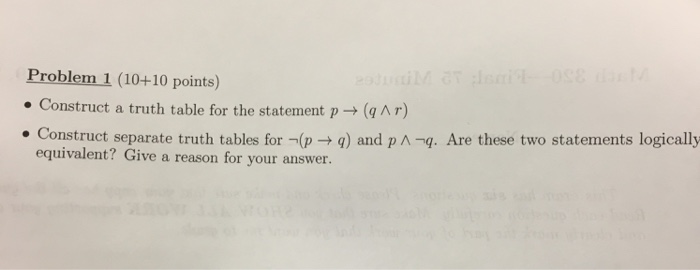 Solved Construct a truth table for the statement p | Chegg.com