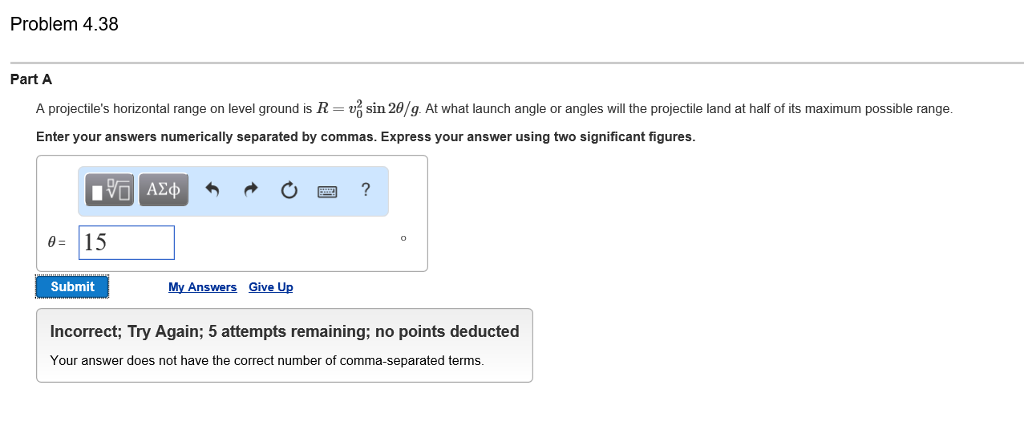 Solved A projectile's horizontal range on level ground is R | Chegg.com