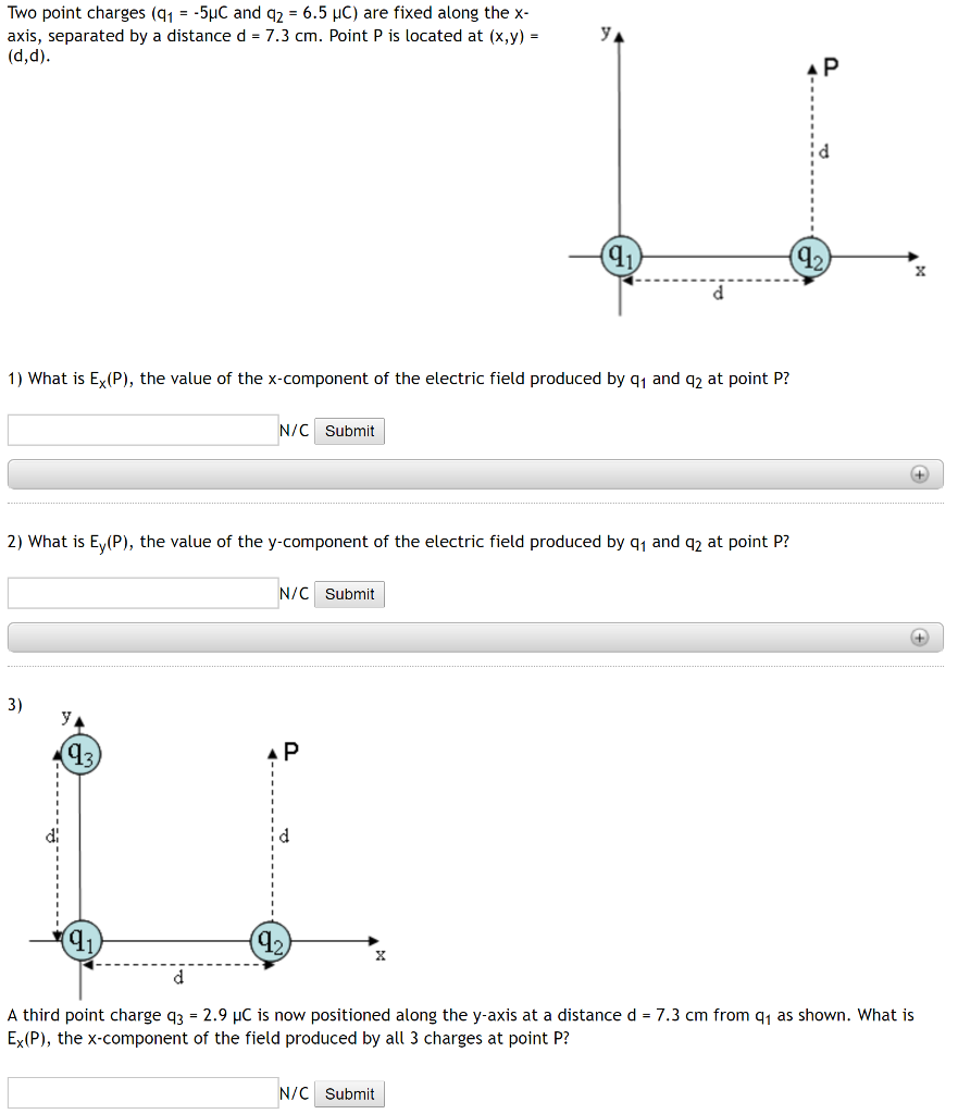 Solved Two point charges (q1--5LC and q2° 6.5 μC) are fixed | Chegg.com