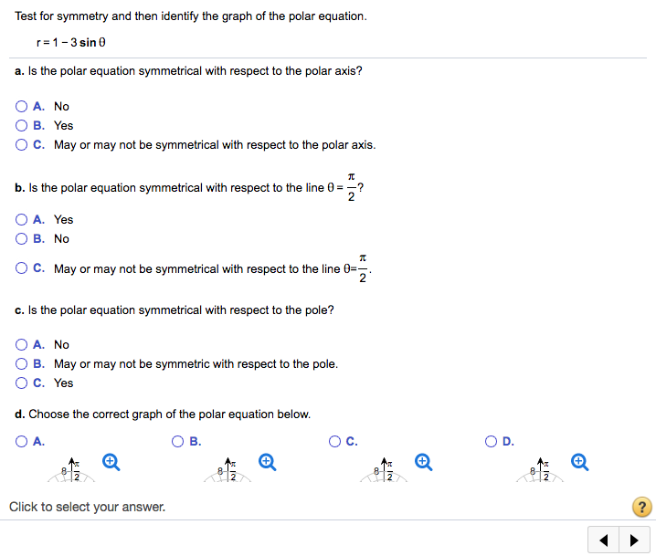 Solved Test for symmetry and then identify the graph of the | Chegg.com