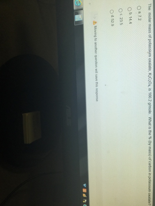 Solved The molar mass of potassium oxalate, K2C2O4, is 166.2 | Chegg.com