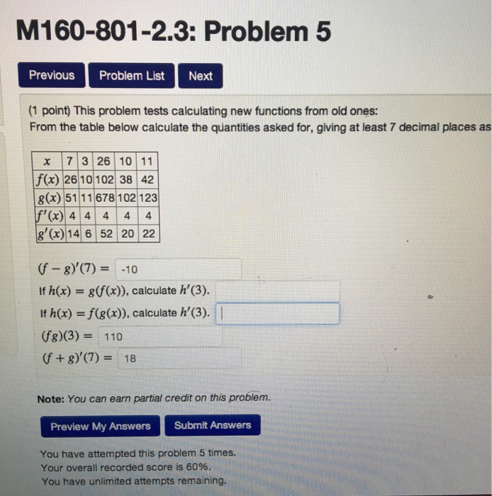 Solved This problem tests calculating new functions from old | Chegg.com