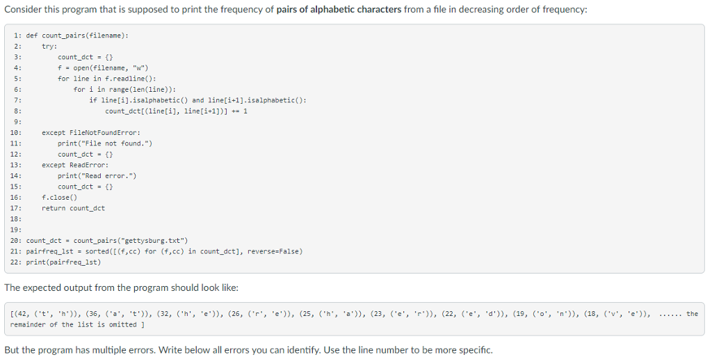 Solved Consider this program that is supposed to print the | Chegg.com