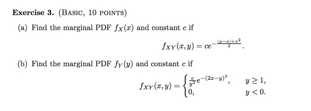 Find the marginal PDF f_x(x) and constant c if f_xy | Chegg.com