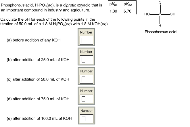 Phosphorous acid, H3PO3(aq), is a diprotic oxyacid | Chegg.com
