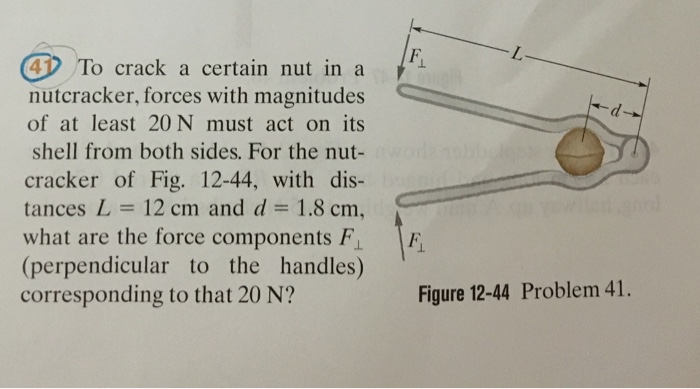 Solved To crack a certain nut in a nutcracker, forces with | Chegg.com