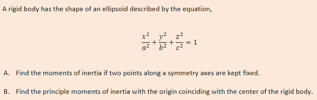 A rigid body has the shape of an ellipsoid described | Chegg.com