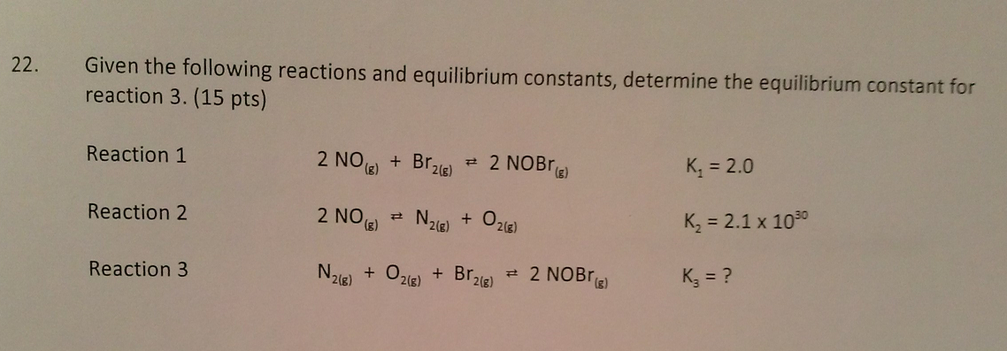 Solved Given the following reactions and equilibrium | Chegg.com