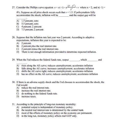 Solved Consider the Phillips curve equation pi = pi(-1) + a | Chegg.com