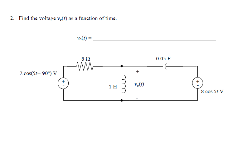 Solved 2. Find the voltage v0(t) as a function of time. | Chegg.com